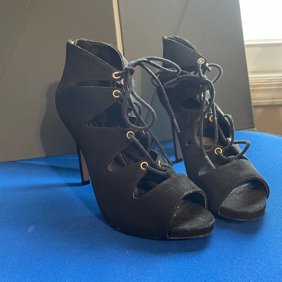 Aldo | Shoes | Aldo Suede Lace Up Peep Toe Heel | Poshmark